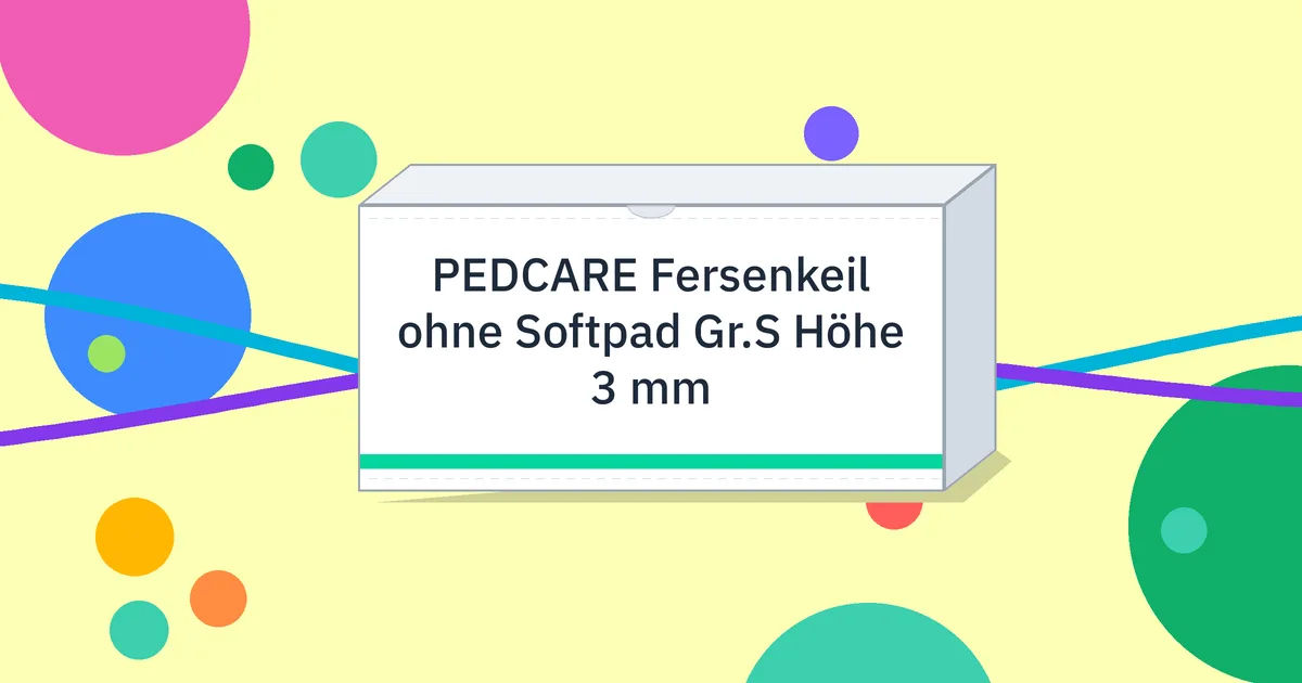 Symbolbild: Packung mit der Aufschrift PEDCARE Fersenkeil ohne Softpad Gr.S Höhe 3 mm (PZN 13964082) – Verfügbarkeit und Bezug in Apotheken in Frankfurt am Main