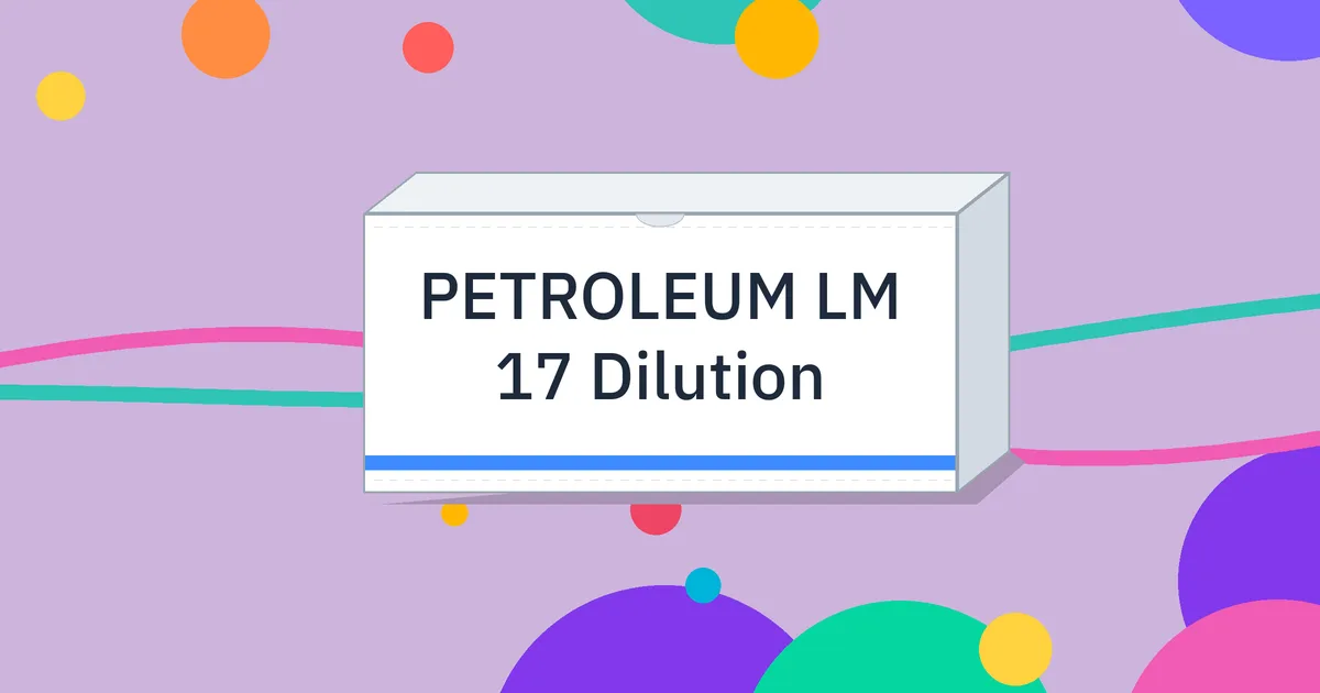 Symbolbild: Packung mit der Aufschrift PETROLEUM LM 17 Dilution (PZN 12977740) – Verfügbarkeit und Bezug in Apotheken in Frankfurt am Main