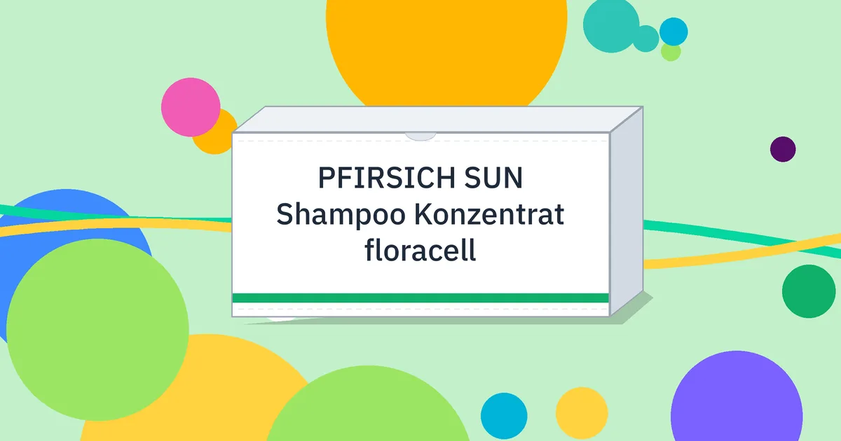 Symbolbild: Packung mit der Aufschrift PFIRSICH SUN Shampoo Konzentrat floracell (PZN 04833671) – Verfügbarkeit und Bezug in Apotheken in Frankfurt am Main