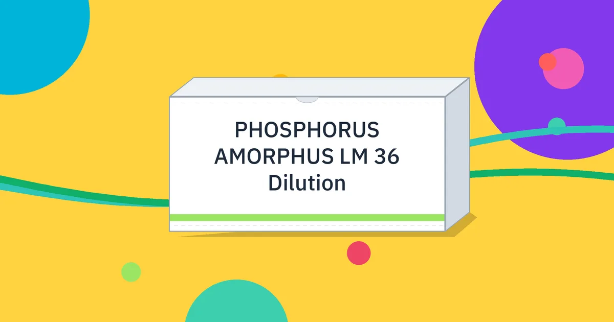 Symbolbild: Packung mit der Aufschrift PHOSPHORUS AMORPHUS LM 36 Dilution (PZN 13034638) – Verfügbarkeit und Bezug in Apotheken in Frankfurt am Main