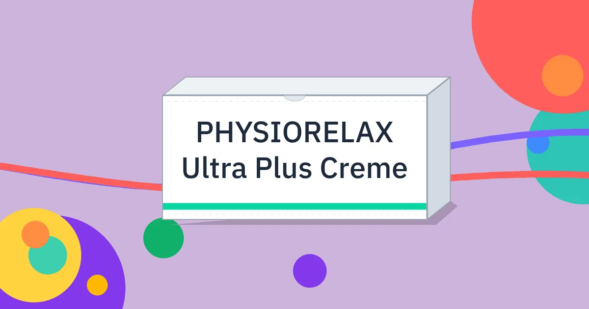 Symbolbild: Packung mit der Aufschrift PHYSIORELAX Ultra Plus Creme (PZN 19446282) – Verfügbarkeit und Bezug in Apotheken in Frankfurt am Main