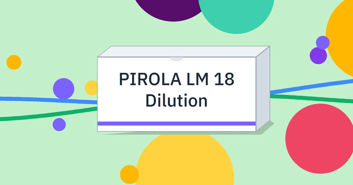 Symbolbild: Packung mit der Aufschrift PIROLA LM 18 Dilution (PZN 13645371) – Verfügbarkeit und Bezug in Apotheken in Frankfurt am Main