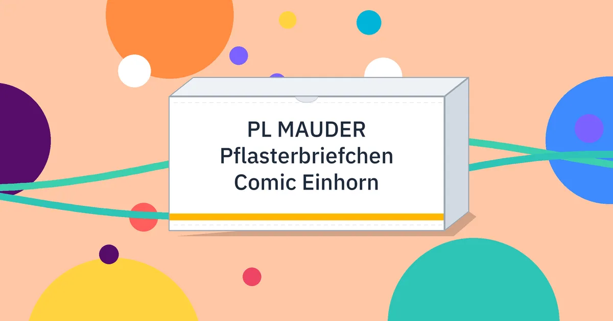 Symbolbild: Packung mit der Aufschrift PL MAUDER Pflasterbriefchen Comic Einhorn (PZN 19435723) – Verfügbarkeit und Bezug in Apotheken in Frankfurt am Main