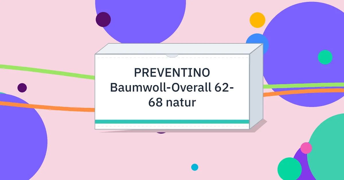 Symbolbild: Packung mit der Aufschrift PREVENTINO Baumwoll-Overall 62-68 natur (PZN 12446132) – Verfügbarkeit und Bezug in Apotheken in Frankfurt am Main