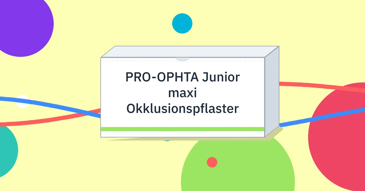 Symbolbild: Packung mit der Aufschrift PRO-OPHTA Junior maxi Okklusionspflaster (PZN 01499013) – Verfügbarkeit und Bezug in Apotheken in Frankfurt am Main