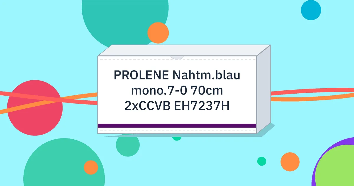 Symbolbild: Packung mit der Aufschrift PROLENE Nahtm.blau mono.7-0 70cm 2xCCVB EH7237H (PZN 20916037) – Verfügbarkeit und Bezug in Apotheken in Frankfurt am Main