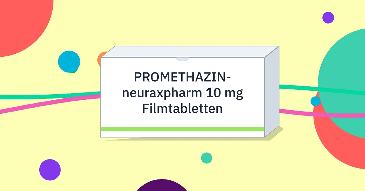 Symbolbild: Packung mit der Aufschrift PROMETHAZIN-neuraxpharm 10 mg Filmtabletten (PZN 03421529) – Verfügbarkeit und Bezug in Apotheken in Frankfurt am Main