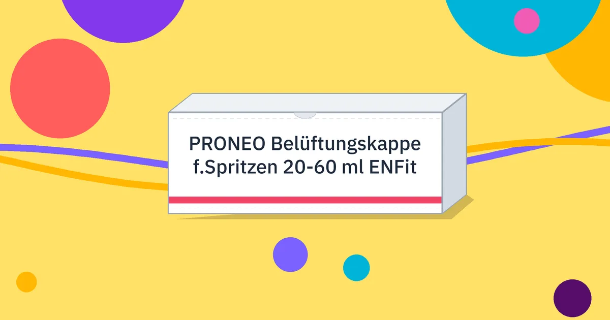 Symbolbild: Packung mit der Aufschrift PRONEO Belüftungskappe f.Spritzen 20-60 ml ENFit (PZN 11579440) – Verfügbarkeit und Bezug in Apotheken in Frankfurt am Main