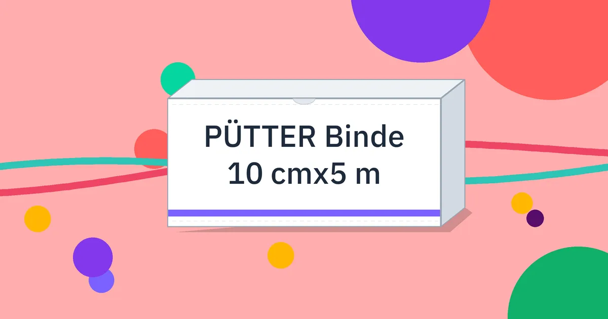 Symbolbild: Packung mit der Aufschrift PÜTTER Binde 10 cmx5 m (PZN 19703371) – Verfügbarkeit und Bezug in Apotheken in Frankfurt am Main