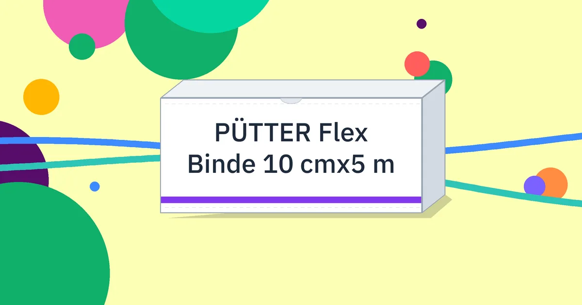 Symbolbild: Packung mit der Aufschrift PÜTTER Flex Binde 10 cmx5 m (PZN 03542397) – Verfügbarkeit und Bezug in Apotheken in Frankfurt am Main