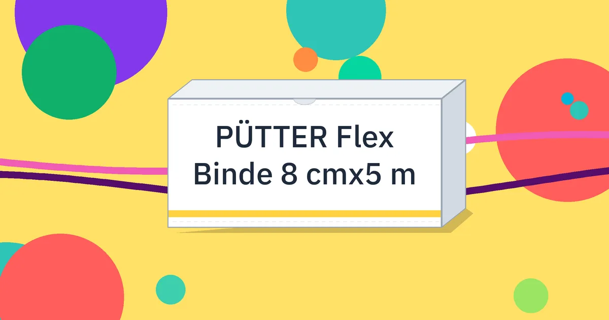 Symbolbild: Packung mit der Aufschrift PÜTTER Flex Binde 8 cmx5 m (PZN 18803739) – Verfügbarkeit und Bezug in Apotheken in Frankfurt am Main