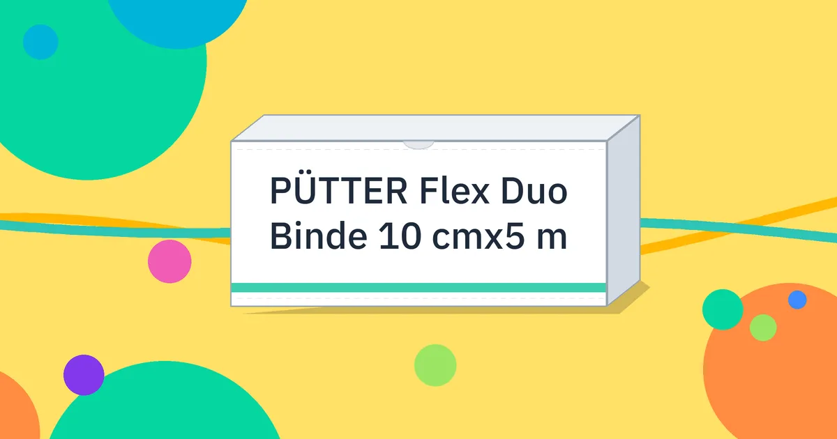 Symbolbild: Packung mit der Aufschrift PÜTTER Flex Duo Binde 10 cmx5 m (PZN 17481920) – Verfügbarkeit und Bezug in Apotheken in Frankfurt am Main