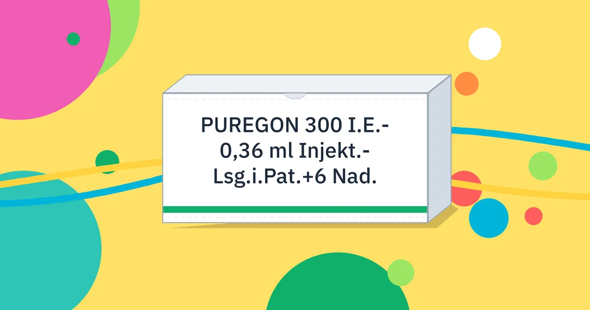 Symbolbild: Packung mit der Aufschrift PUREGON 300 I.E.-0,36 ml Injekt.-Lsg.i.Pat.+6 Nad. (PZN 18006799) – Verfügbarkeit und Bezug in Apotheken in Frankfurt am Main