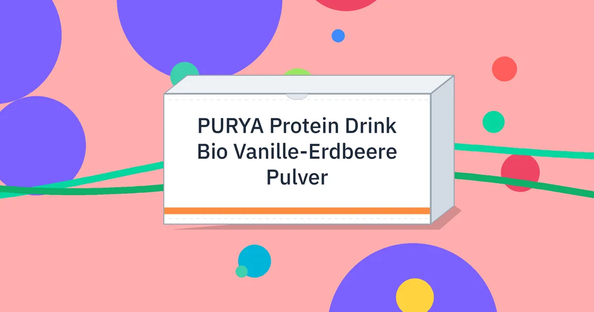 Symbolbild: Packung mit der Aufschrift PURYA Protein Drink Bio Vanille-Erdbeere Pulver (PZN 14277165) – Verfügbarkeit und Bezug in Apotheken in Frankfurt am Main