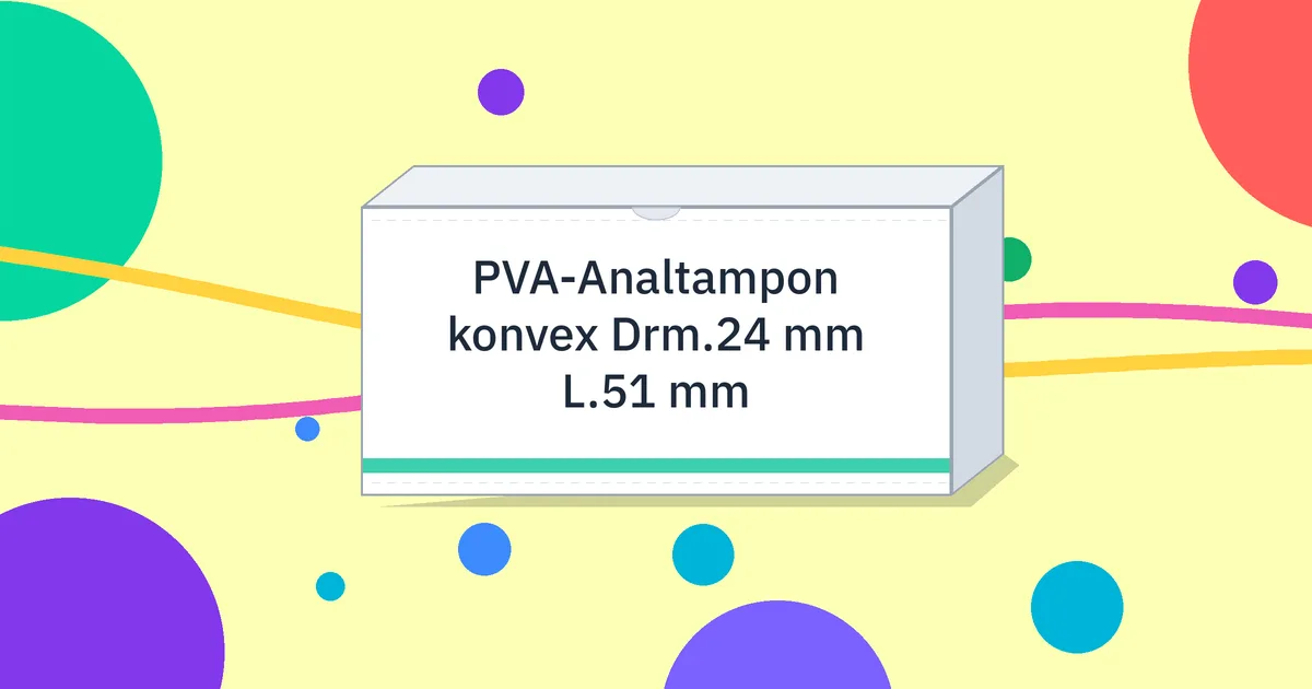 Symbolbild: Packung mit der Aufschrift PVA-Analtampon konvex Drm.24 mm L.51 mm (PZN 12551604) – Verfügbarkeit und Bezug in Apotheken in Frankfurt am Main