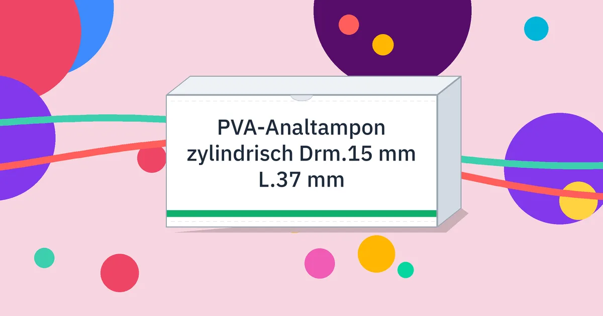 Symbolbild: Packung mit der Aufschrift PVA-Analtampon zylindrisch Drm.15 mm L.37 mm (PZN 12551656) – Verfügbarkeit und Bezug in Apotheken in Frankfurt am Main