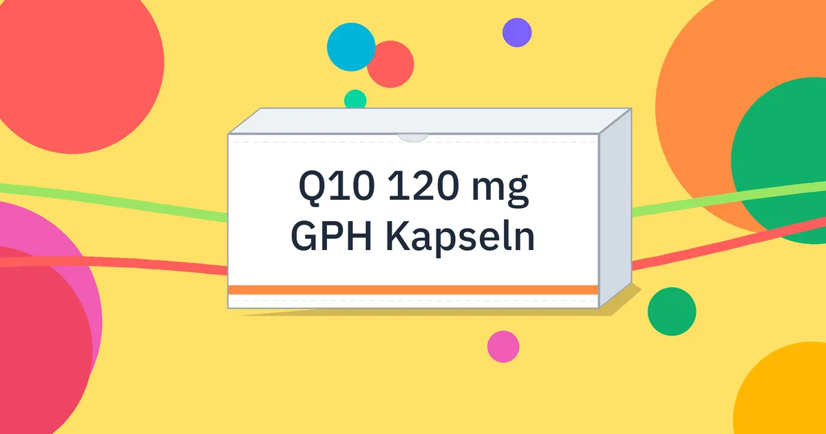 Symbolbild: Packung mit der Aufschrift Q10 120 mg GPH Kapseln (PZN 09722226) – Verfügbarkeit und Bezug in Apotheken in Frankfurt am Main