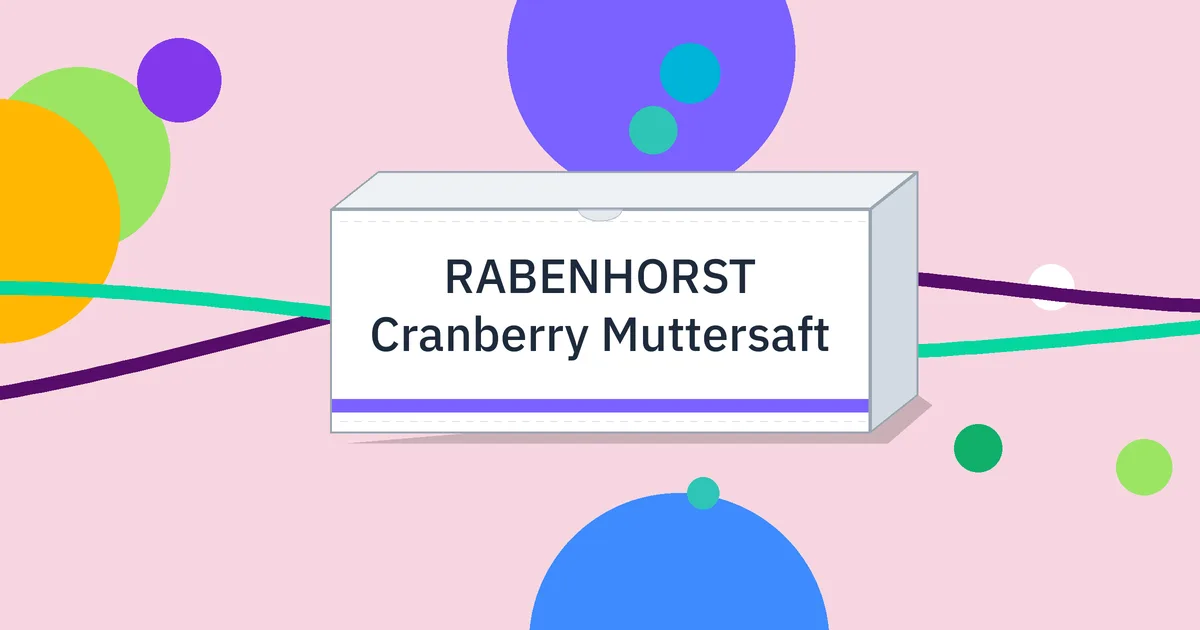 Symbolbild: Packung mit der Aufschrift RABENHORST Cranberry Muttersaft (PZN 06679369) – Verfügbarkeit und Bezug in Apotheken in Frankfurt am Main