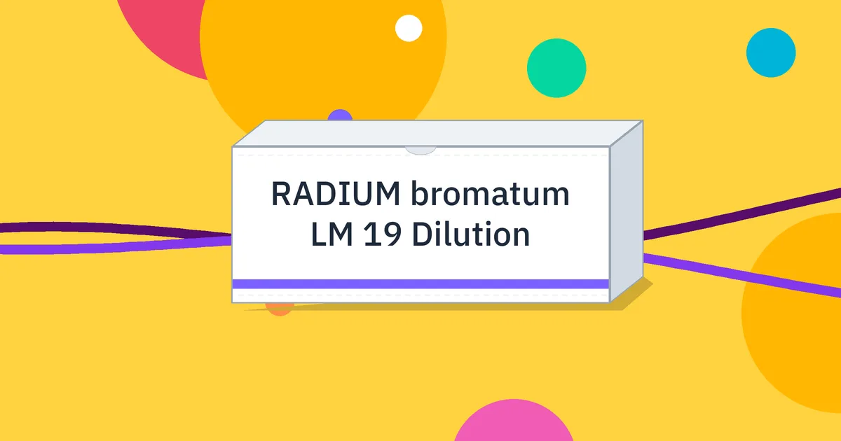 Symbolbild: Packung mit der Aufschrift RADIUM bromatum LM 19 Dilution (PZN 13045961) – Verfügbarkeit und Bezug in Apotheken in Frankfurt am Main