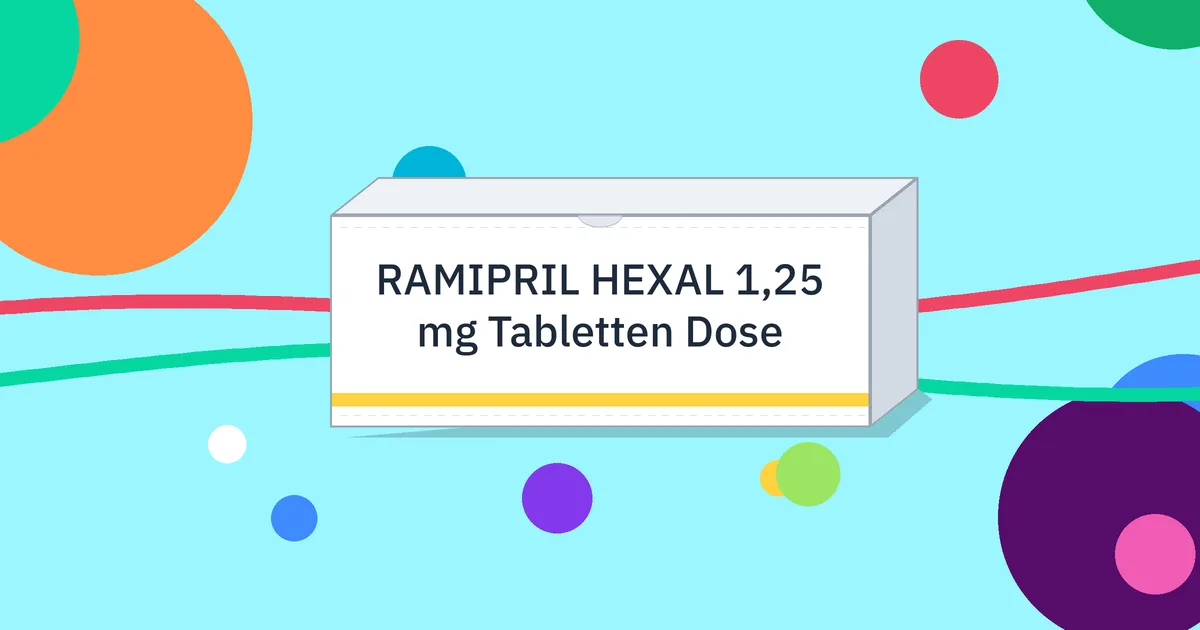 Symbolbild: Packung mit der Aufschrift RAMIPRIL HEXAL 1,25 mg Tabletten Dose (PZN 17420924) – Verfügbarkeit und Bezug in Apotheken in Frankfurt am Main