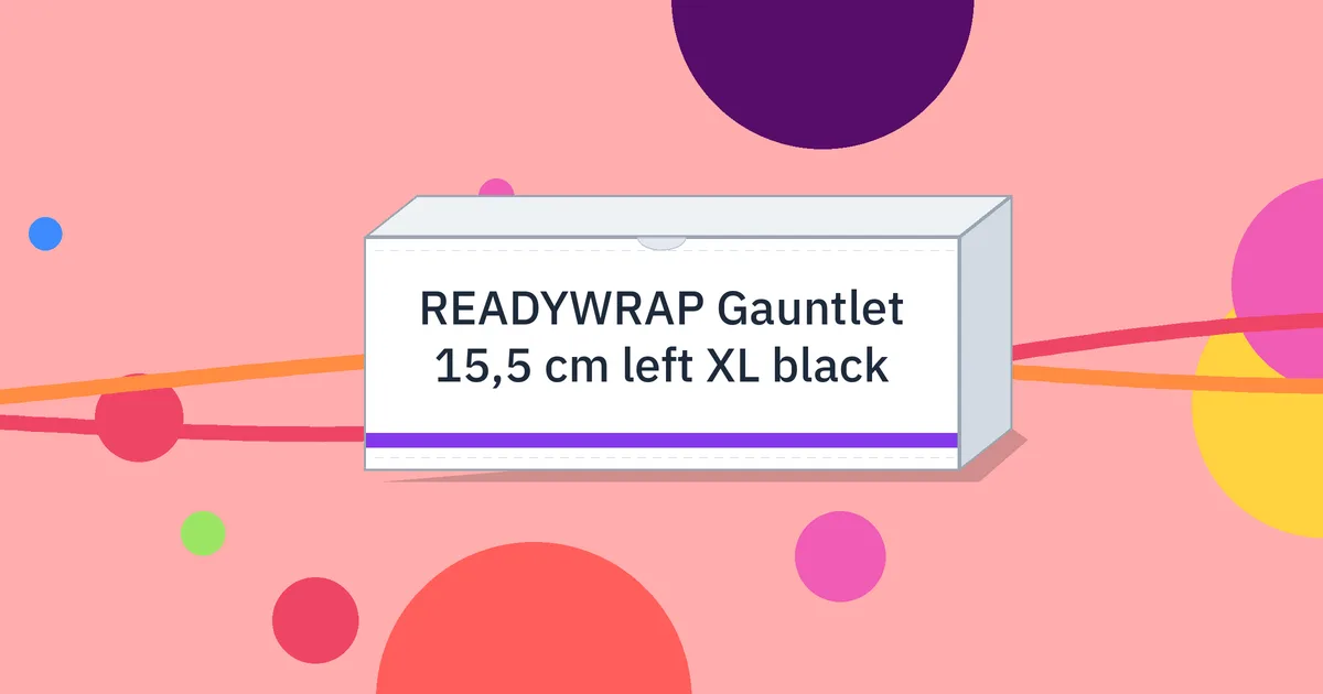 Symbolbild: Packung mit der Aufschrift READYWRAP Gauntlet 15,5 cm left XL black (PZN 16567080) – Verfügbarkeit und Bezug in Apotheken in Frankfurt am Main