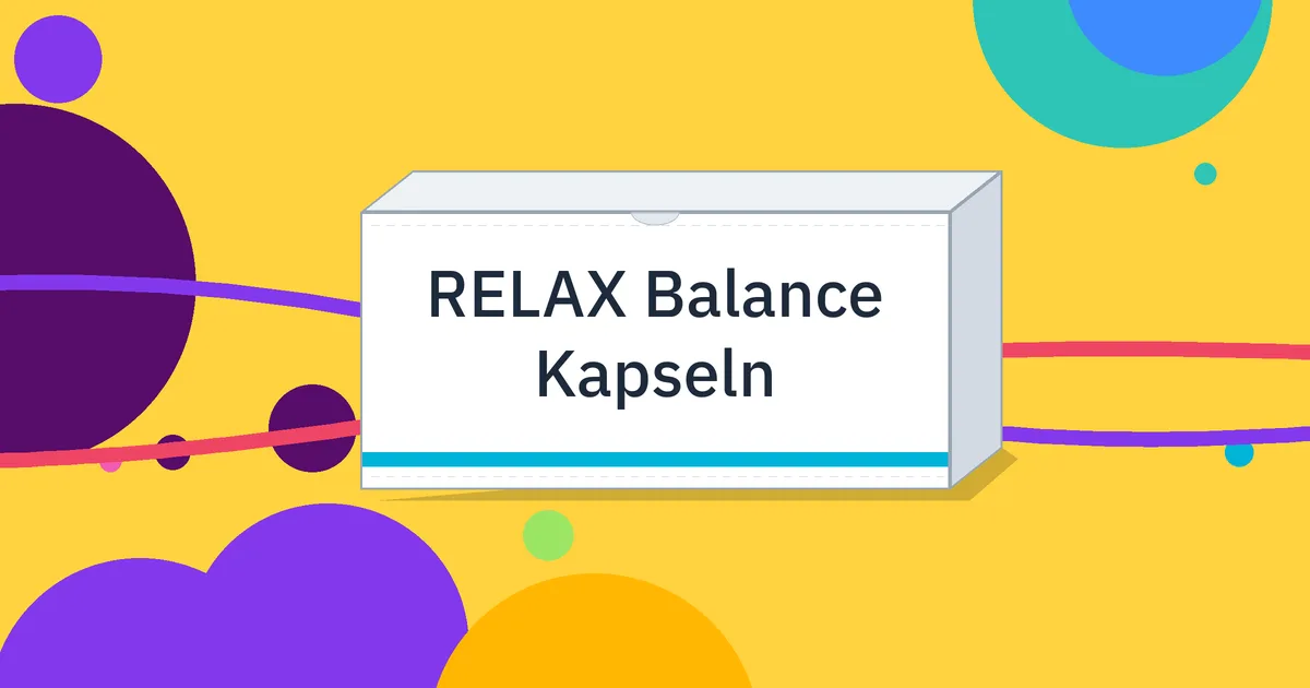 Symbolbild: Packung mit der Aufschrift RELAX Balance Kapseln (PZN 12450369) – Verfügbarkeit und Bezug in Apotheken in Frankfurt am Main