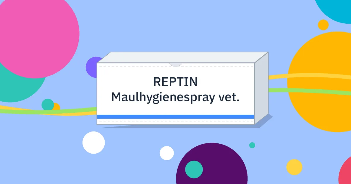 Symbolbild: Packung mit der Aufschrift REPTIN Maulhygienespray vet. (PZN 07380767) – Verfügbarkeit und Bezug in Apotheken in Frankfurt am Main