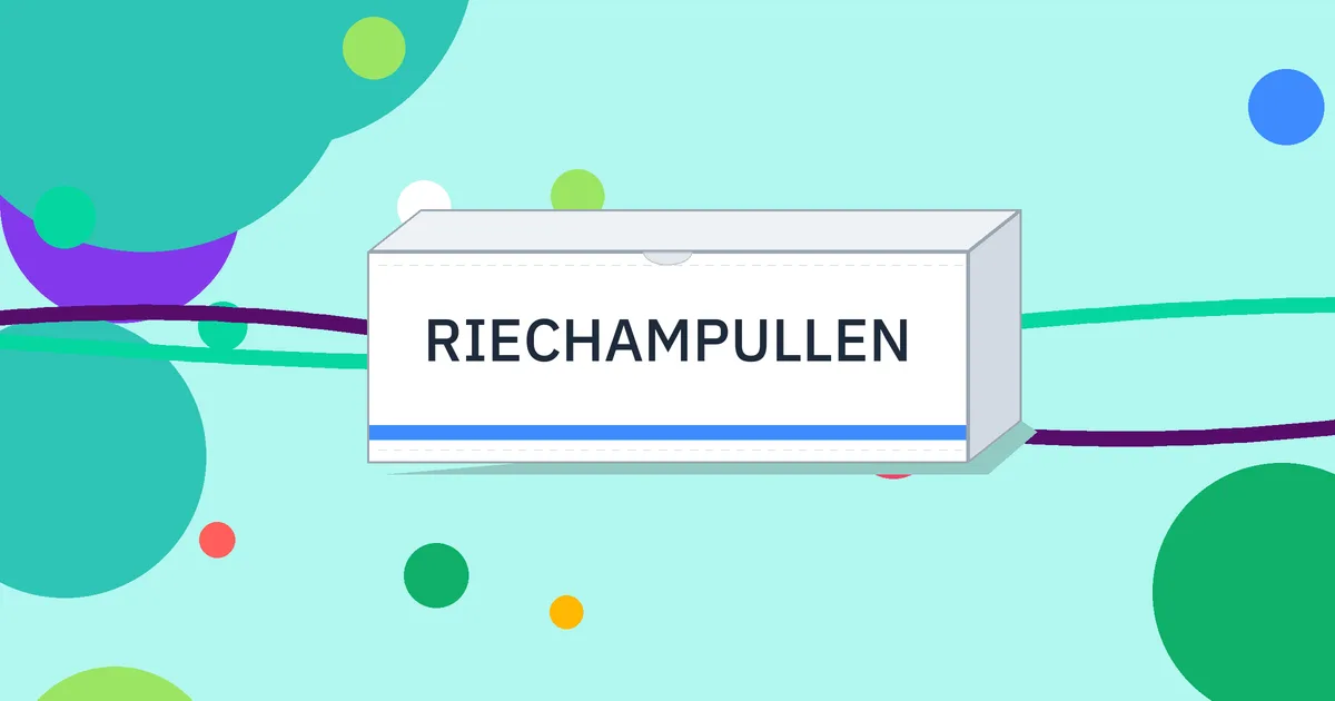 Symbolbild: Packung mit der Aufschrift RIECHAMPULLEN (PZN 01735614) – Verfügbarkeit und Bezug in Apotheken in Frankfurt am Main