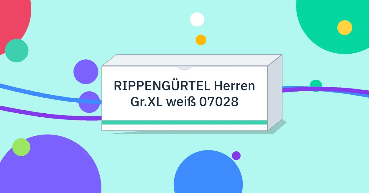 Symbolbild: Packung mit der Aufschrift RIPPENGÜRTEL Herren Gr.XL weiß 07028 (PZN 02383904) – Verfügbarkeit und Bezug in Apotheken in Frankfurt am Main