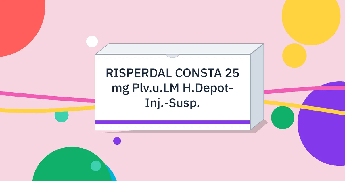 Symbolbild: Packung mit der Aufschrift RISPERDAL CONSTA 25 mg Plv.u.LM H.Depot-Inj.-Susp. (PZN 11883356) – Verfügbarkeit und Bezug in Apotheken in Frankfurt am Main
