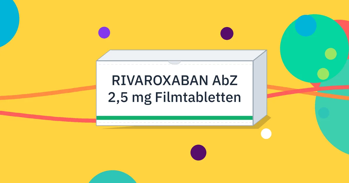 Symbolbild: Packung mit der Aufschrift RIVAROXABAN AbZ 2,5 mg Filmtabletten (PZN 18826924) – Verfügbarkeit und Bezug in Apotheken in Frankfurt am Main