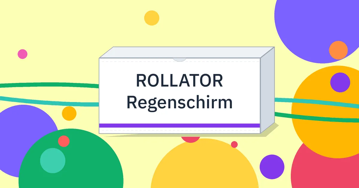 Symbolbild: Packung mit der Aufschrift ROLLATOR Regenschirm (PZN 09272220) – Verfügbarkeit und Bezug in Apotheken in Frankfurt am Main