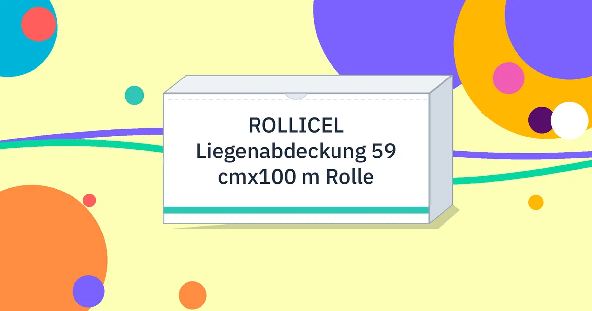 Symbolbild: Packung mit der Aufschrift ROLLICEL Liegenabdeckung 59 cmx100 m Rolle (PZN 11350565) – Verfügbarkeit und Bezug in Apotheken in Frankfurt am Main