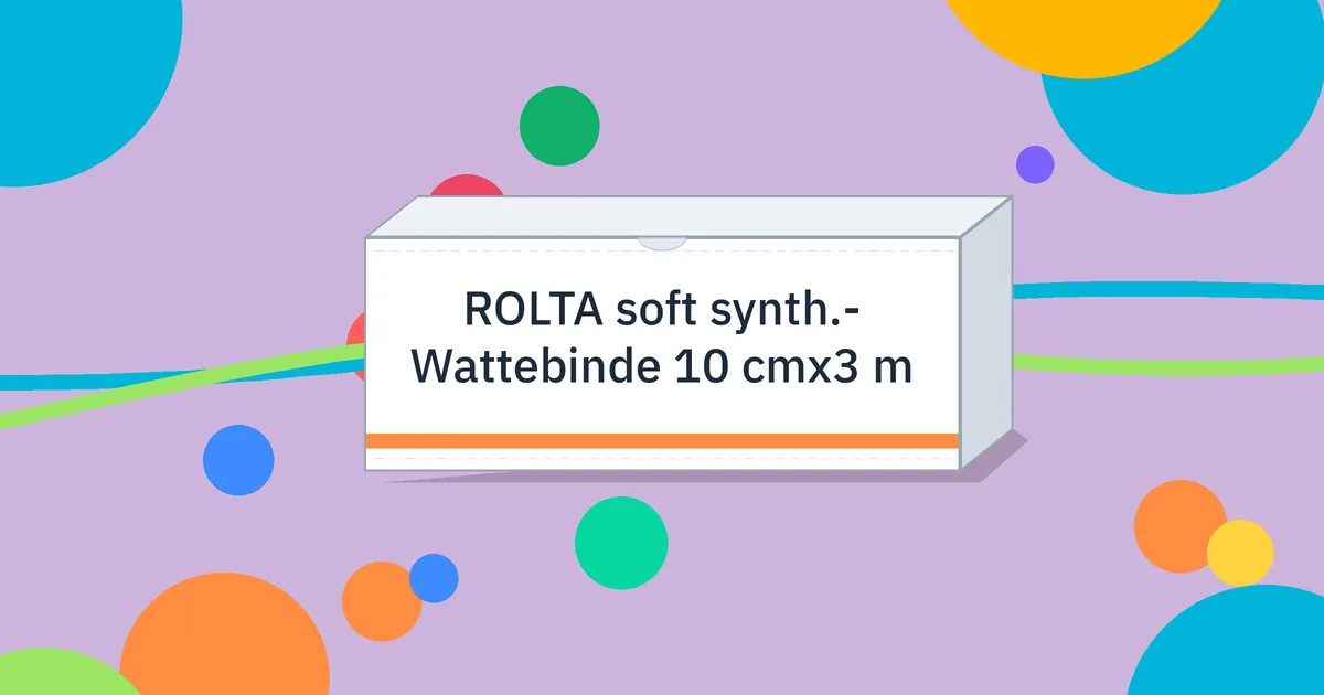 Symbolbild: Packung mit der Aufschrift ROLTA soft synth.-Wattebinde 10 cmx3 m (PZN 18363329) – Verfügbarkeit und Bezug in Apotheken in Frankfurt am Main