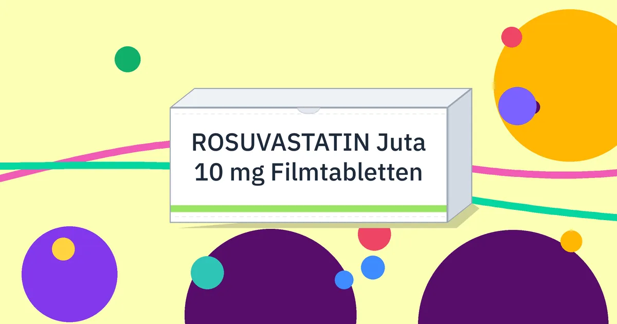Symbolbild: Packung mit der Aufschrift ROSUVASTATIN Juta 10 mg Filmtabletten (PZN 17971860) – Verfügbarkeit und Bezug in Apotheken in Frankfurt am Main