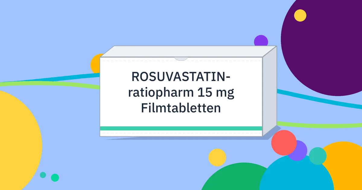 Symbolbild: Packung mit der Aufschrift ROSUVASTATIN-ratiopharm 15 mg Filmtabletten (PZN 18652134) – Verfügbarkeit und Bezug in Apotheken in Frankfurt am Main