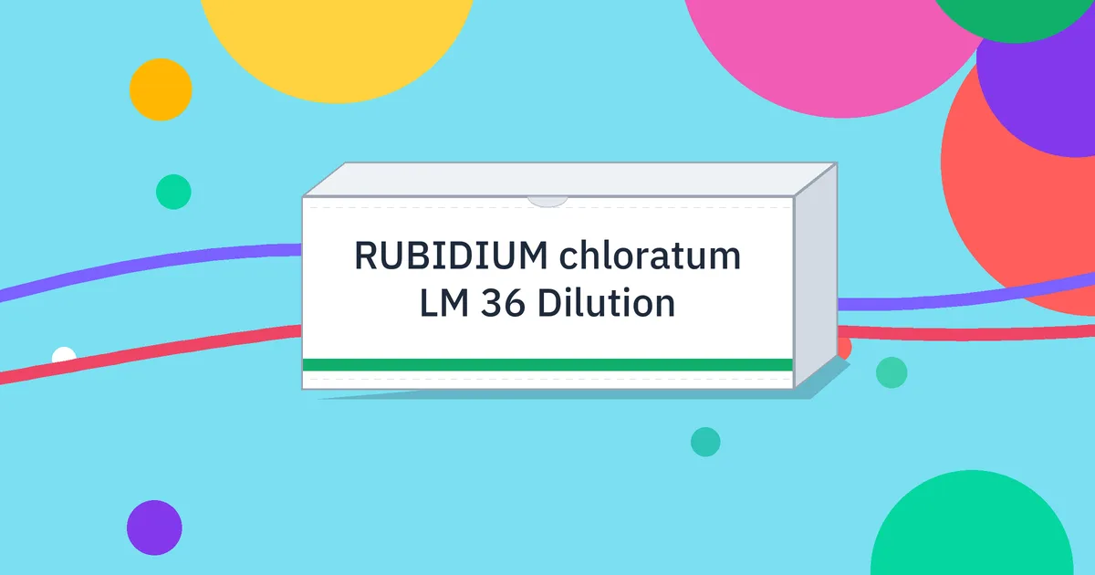 Symbolbild: Packung mit der Aufschrift RUBIDIUM chloratum LM 36 Dilution (PZN 13172062) – Verfügbarkeit und Bezug in Apotheken in Frankfurt am Main