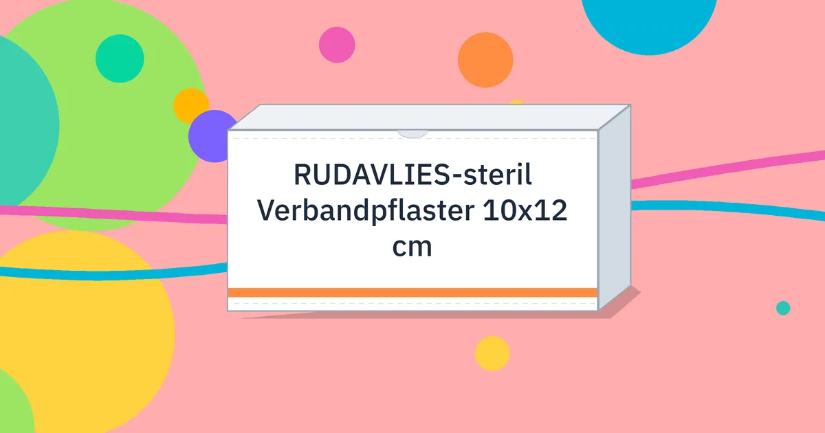Symbolbild: Packung mit der Aufschrift RUDAVLIES-steril Verbandpflaster 10x12 cm (PZN 07092689) – Verfügbarkeit und Bezug in Apotheken in Frankfurt am Main