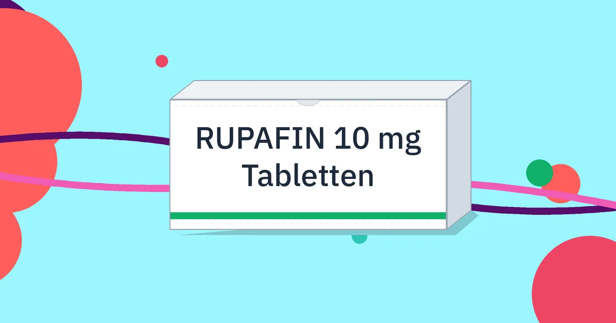 Symbolbild: Packung mit der Aufschrift RUPAFIN 10 mg Tabletten (PZN 00114666) – Verfügbarkeit und Bezug in Apotheken in Frankfurt am Main
