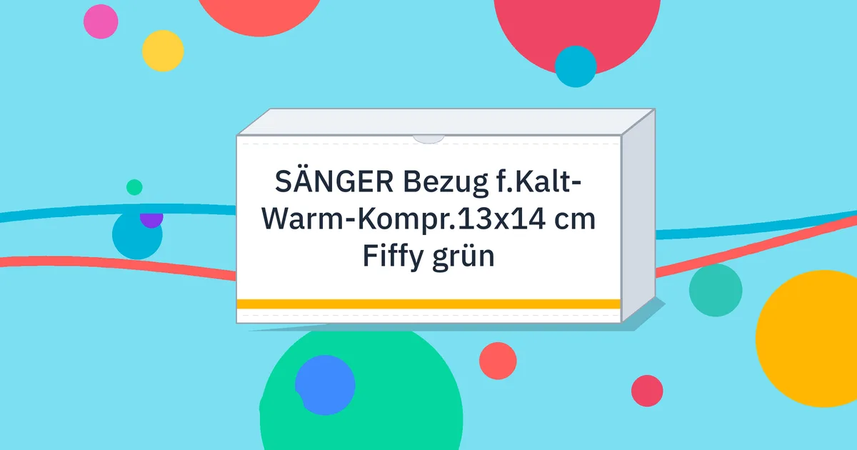 Symbolbild: Packung mit der Aufschrift SÄNGER Bezug f.Kalt-Warm-Kompr.13x14 cm Fiffy grün (PZN 05497063) – Verfügbarkeit und Bezug in Apotheken in Frankfurt am Main