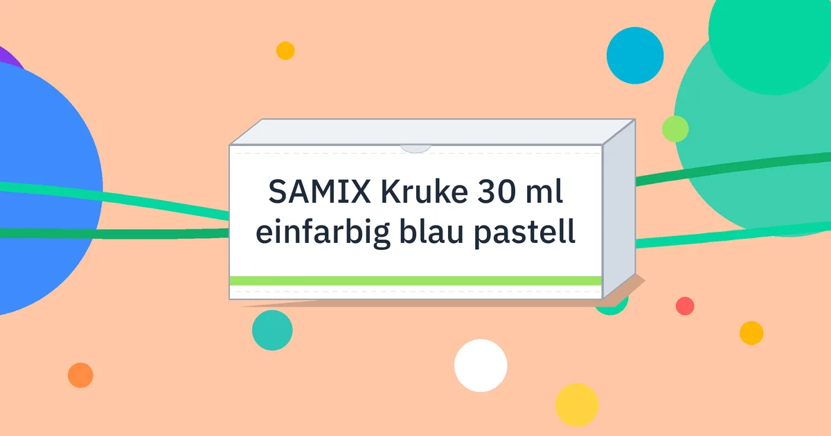 Symbolbild: Packung mit der Aufschrift SAMIX Kruke 30 ml einfarbig blau pastell (PZN 19988043) – Verfügbarkeit und Bezug in Apotheken in Frankfurt am Main