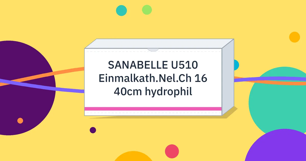 Symbolbild: Packung mit der Aufschrift SANABELLE U510 Einmalkath.Nel.Ch 16 40cm hydrophil (PZN 13723579) – Verfügbarkeit und Bezug in Apotheken in Frankfurt am Main