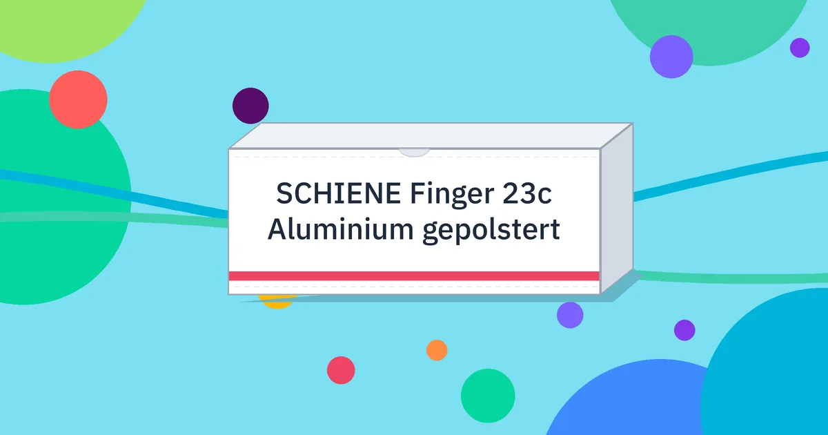 Symbolbild: Packung mit der Aufschrift SCHIENE Finger 23c Aluminium gepolstert (PZN 01968531) – Verfügbarkeit und Bezug in Apotheken in Frankfurt am Main