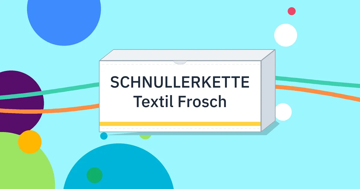 Symbolbild: Packung mit der Aufschrift SCHNULLERKETTE Textil Frosch (PZN 10404276) – Verfügbarkeit und Bezug in Apotheken in Frankfurt am Main