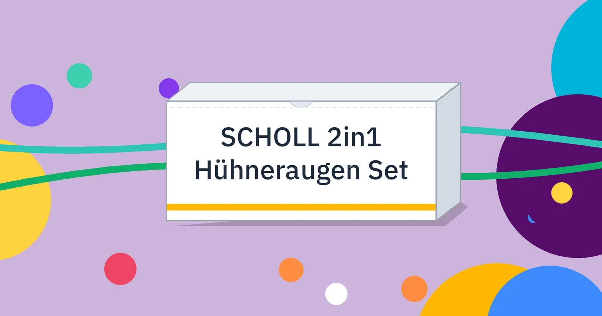 Symbolbild: Packung mit der Aufschrift SCHOLL 2in1 Hühneraugen Set (PZN 17240501) – Verfügbarkeit und Bezug in Apotheken in Frankfurt am Main