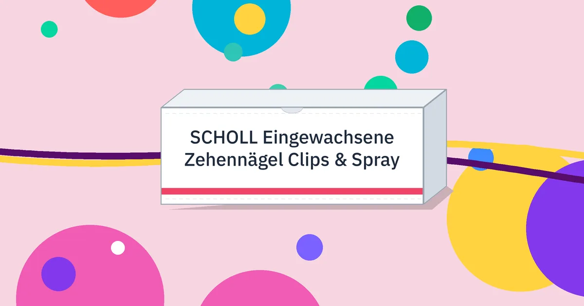 Symbolbild: Packung mit der Aufschrift SCHOLL Eingewachsene Zehennägel Clips & Spray (PZN 12644197) – Verfügbarkeit und Bezug in Apotheken in Frankfurt am Main
