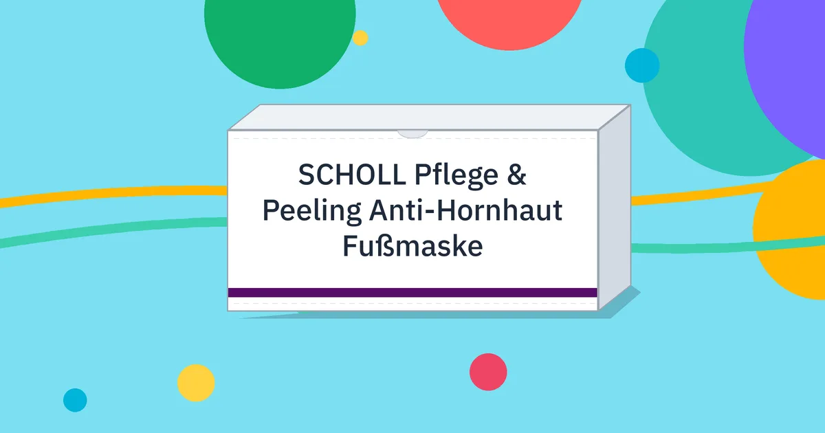 Symbolbild: Packung mit der Aufschrift SCHOLL Pflege & Peeling Anti-Hornhaut Fußmaske (PZN 20613934) – Verfügbarkeit und Bezug in Apotheken in Frankfurt am Main