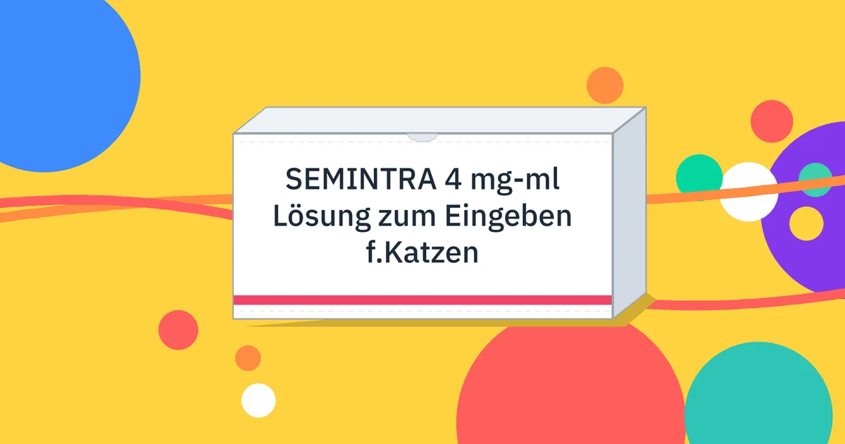 Symbolbild: Packung mit der Aufschrift SEMINTRA 4 mg-ml Lösung zum Eingeben f.Katzen (PZN 10114012) – Verfügbarkeit und Bezug in Apotheken in Frankfurt am Main