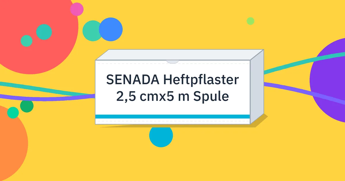 Symbolbild: Packung mit der Aufschrift SENADA Heftpflaster 2,5 cmx5 m Spule (PZN 08891240) – Verfügbarkeit und Bezug in Apotheken in Frankfurt am Main