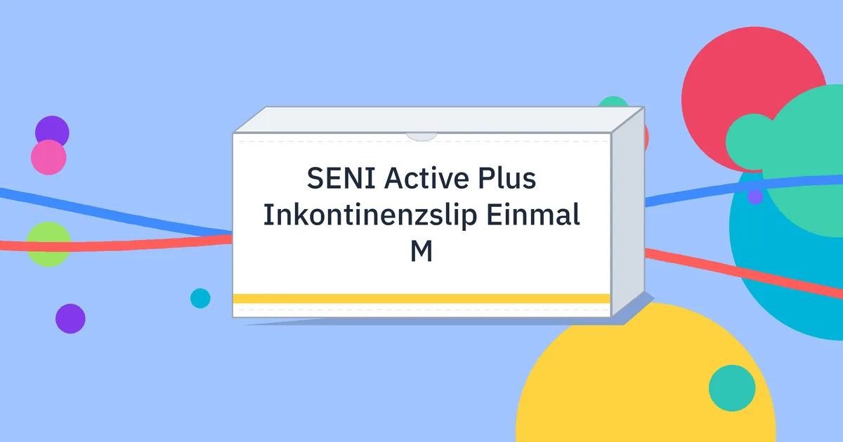 Symbolbild: Packung mit der Aufschrift SENI Active Plus Inkontinenzslip Einmal M (PZN 18025207) – Verfügbarkeit und Bezug in Apotheken in Frankfurt am Main